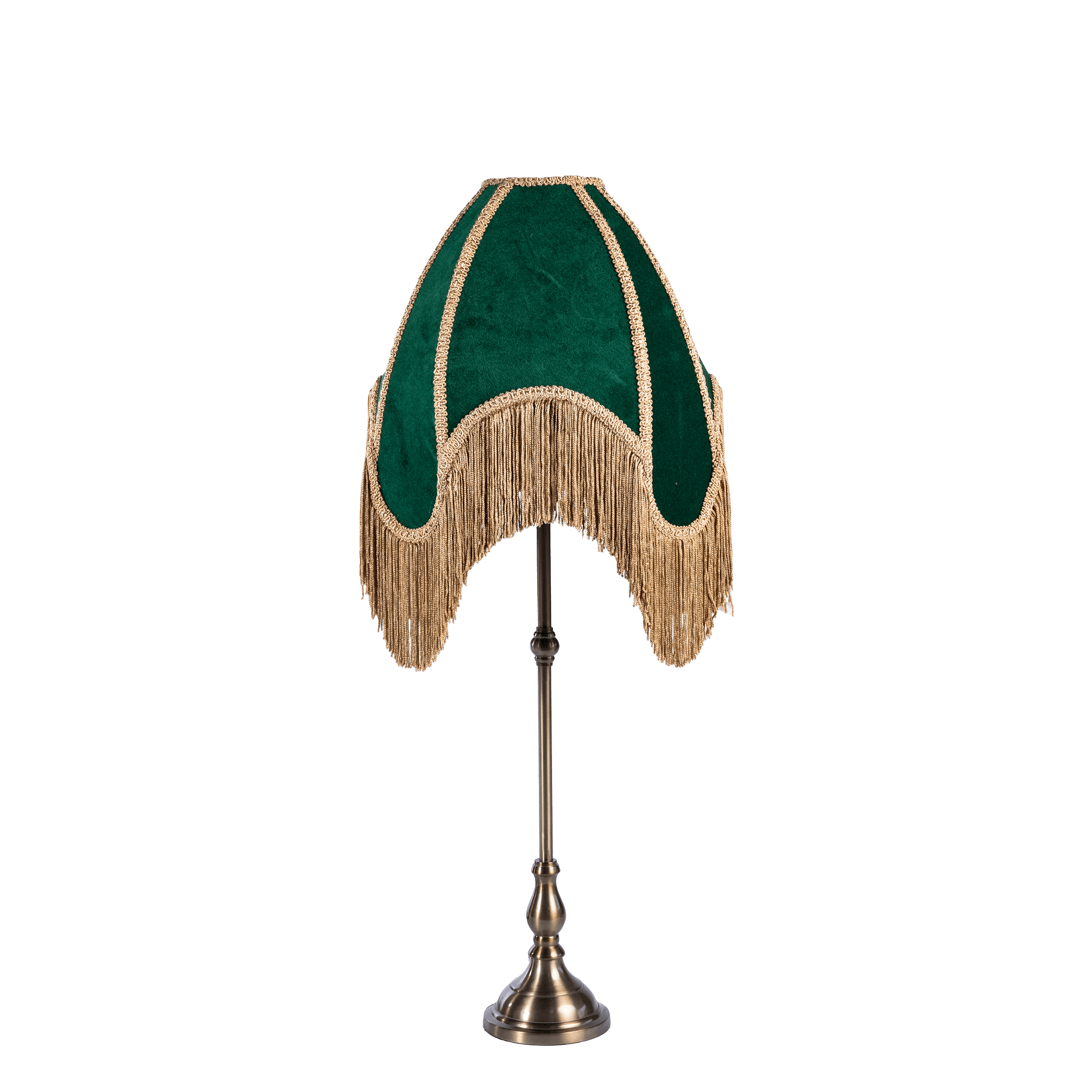 Winifred Green Velvet Fringe Table Lamp | Vintage Elegance by Elite Hire
